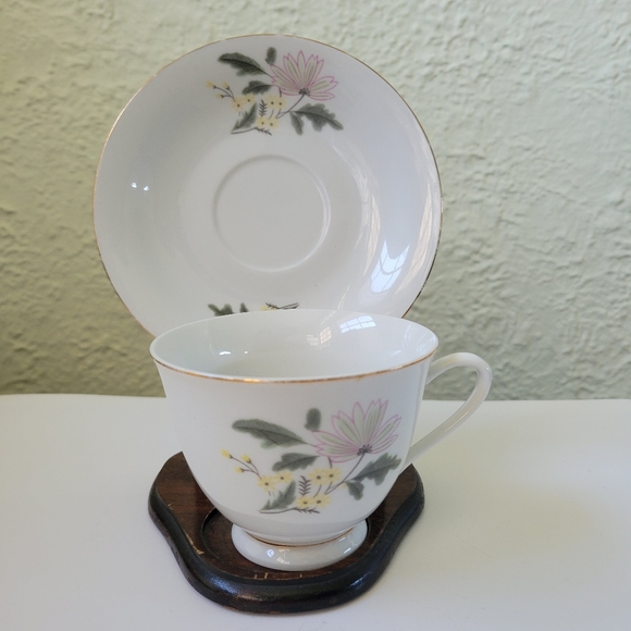 Dining | Vintage Porcelain Cup Saucer Set Floral Gold Trim Made In ...